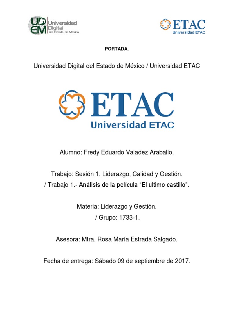 Análisis de La Película El Ultimo Castillo | PDF | Liderazgo | Calidad ...