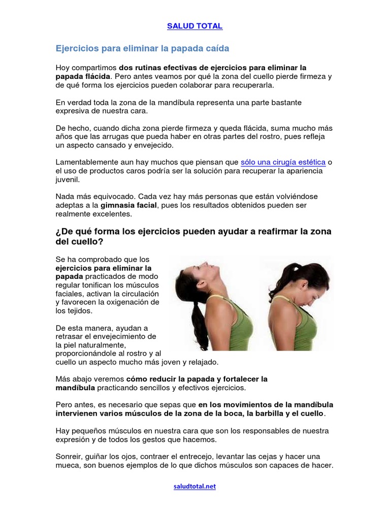 Ejercicios para Eliminar La Papada Caida | PDF | Músculo | Naturaleza