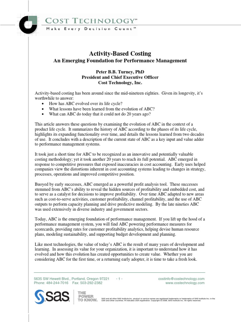 Activity Based Costing | PDF | Cost Accounting | Enterprise Resource ...