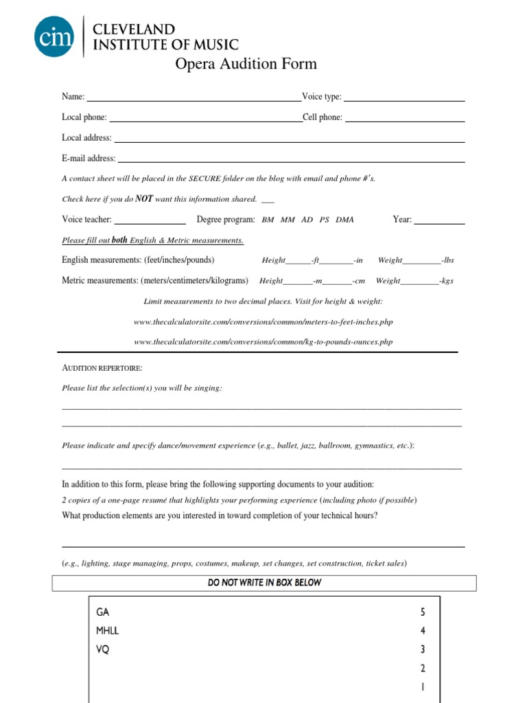 Audition Form General Pdf Pdf