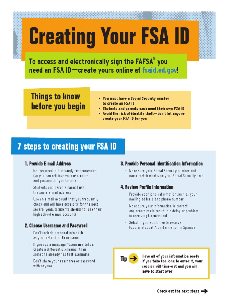 Caa Fafsa Creating Your Fsa Id Handout 2016-17 0416 No Logo | PDF ...