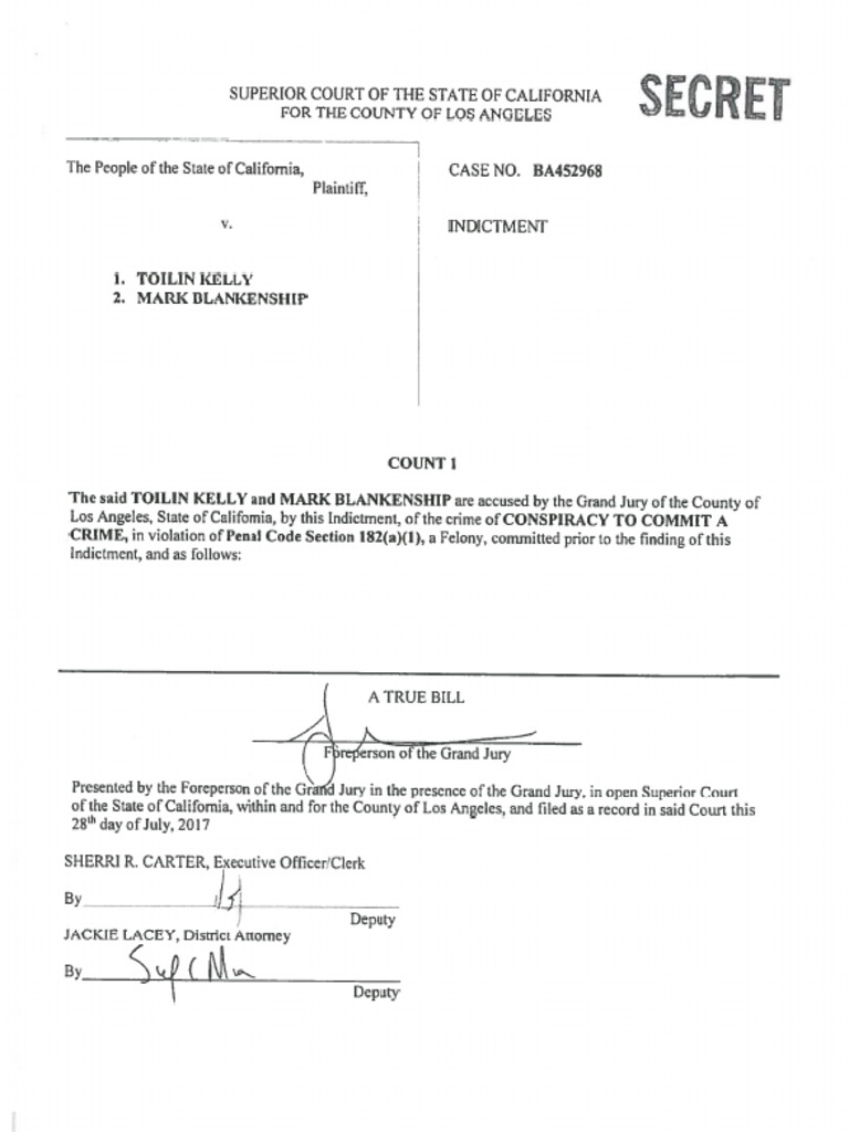 Toilin Kelly Suge Knight Indictment | PDF