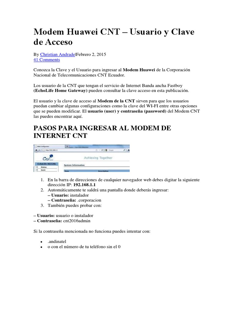 Modem Huawei CNT | PDF | Informática