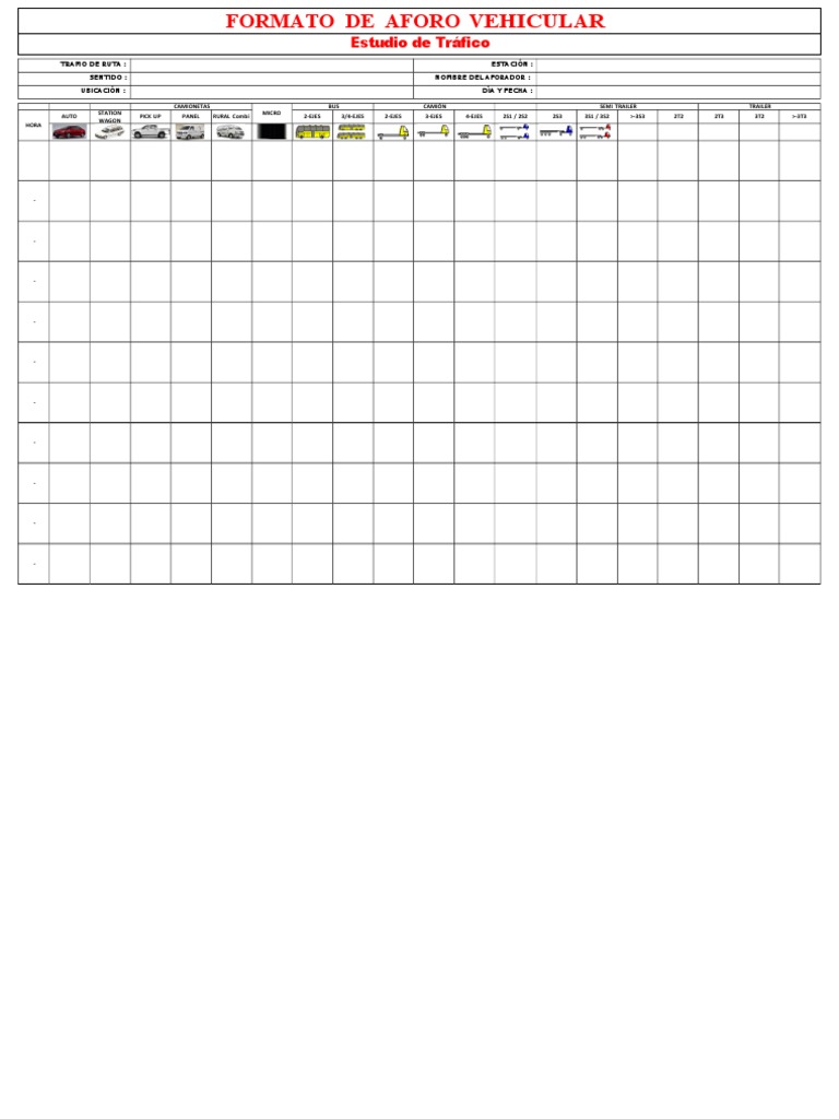 Formato de Aforo Vehicular | PDF