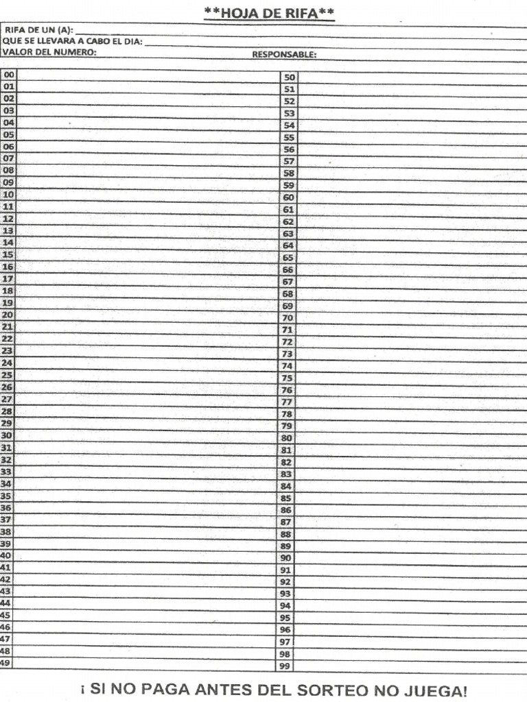 Hoja de Rifa