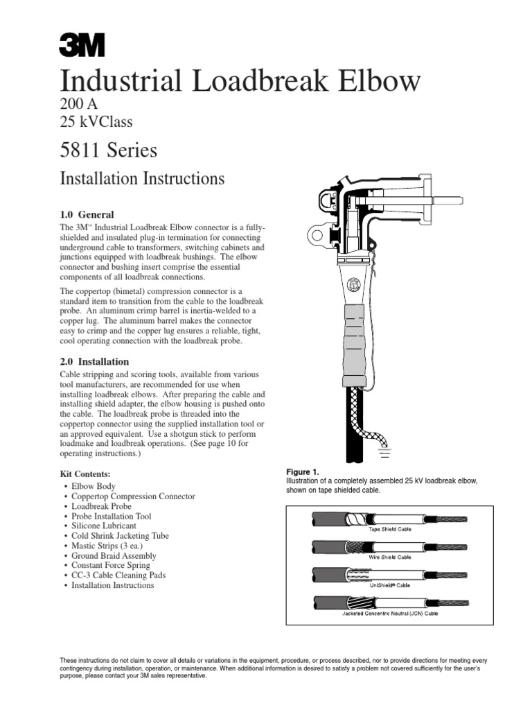 Industrial Loadbreak Elbow 200amp Class 25KV Instruction Sheet | PDF ...