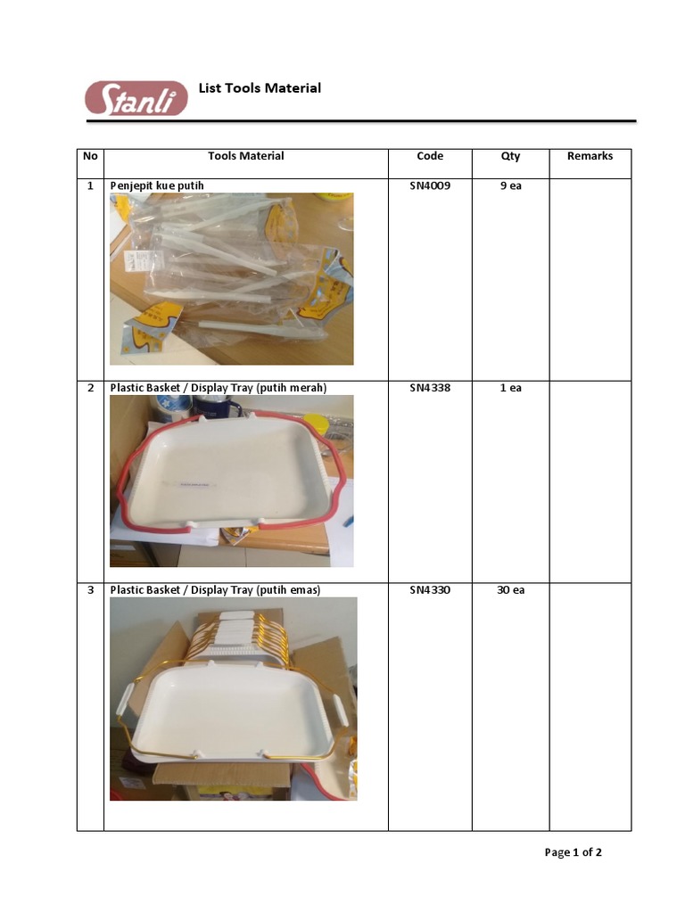List Tools Material Untuk Serah Terima | PDF