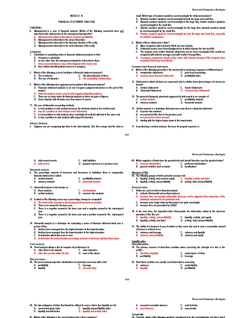 Financial Statement Analysis Techniques | PDF | Debt | Revenue