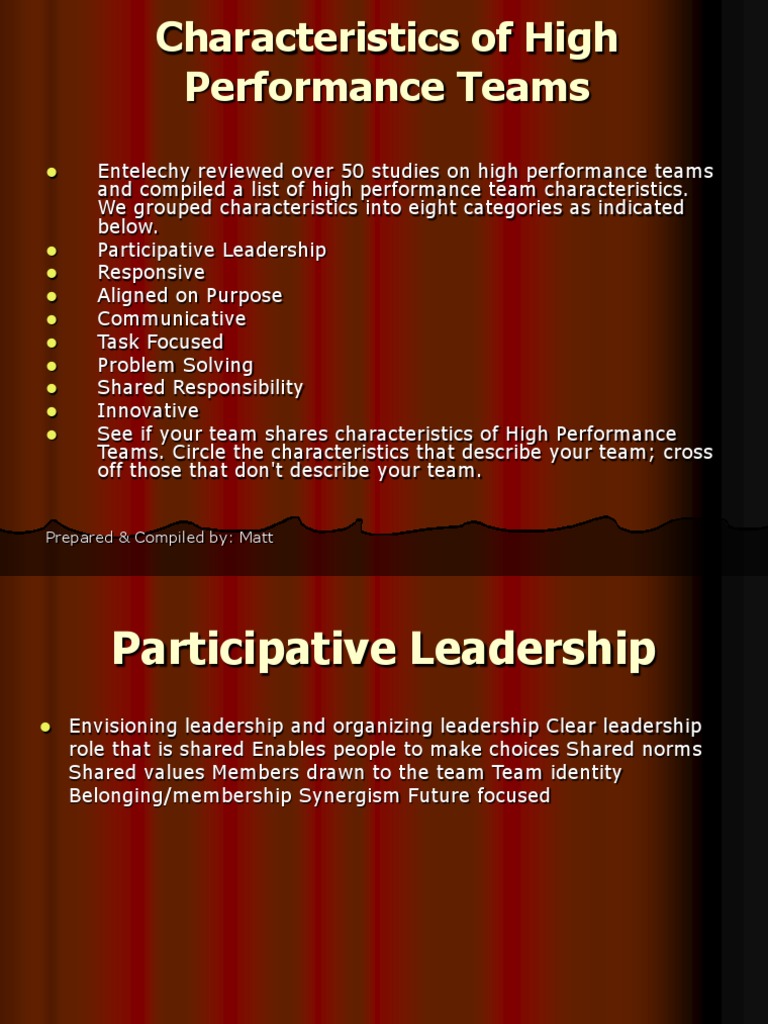 Characteristics of High Performance Teams | Action (Philosophy ...
