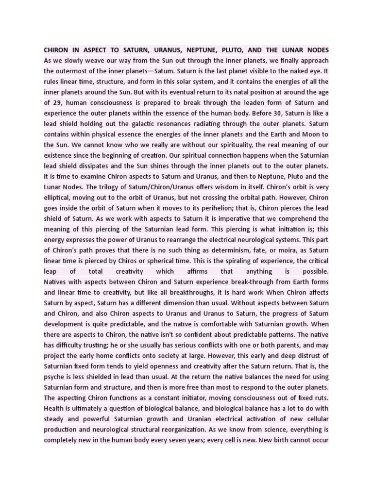 Chiron Aspects to Outer Planets & Nodes | PDF | Solar System | Planets ...