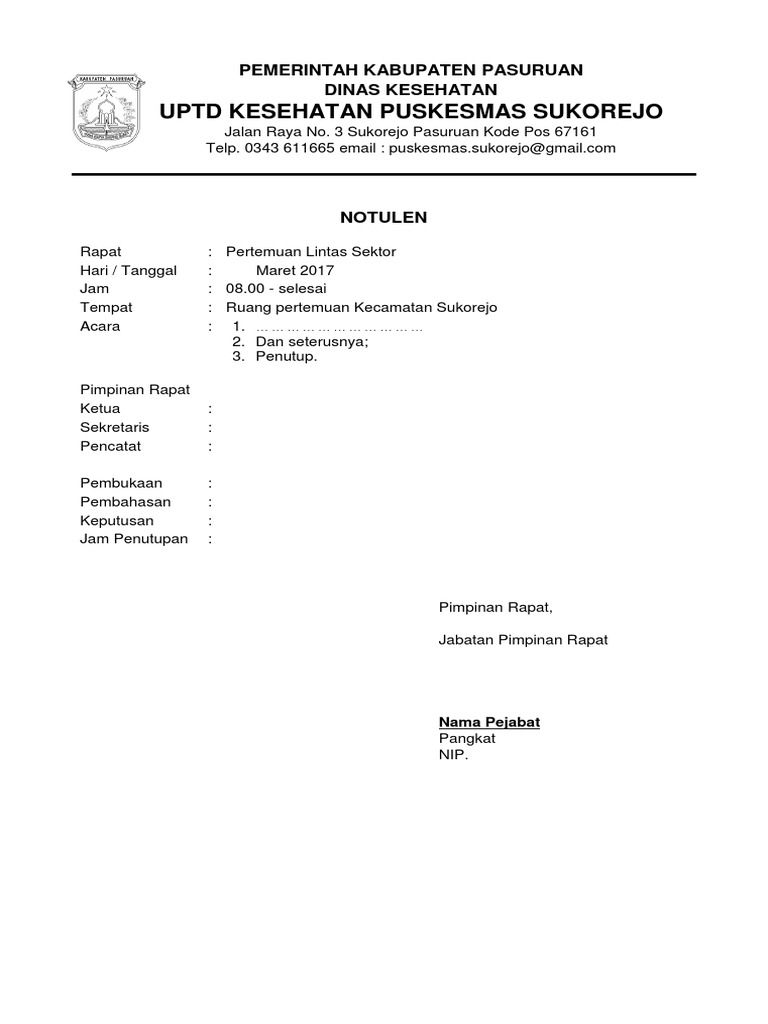 Template Notulen | PDF