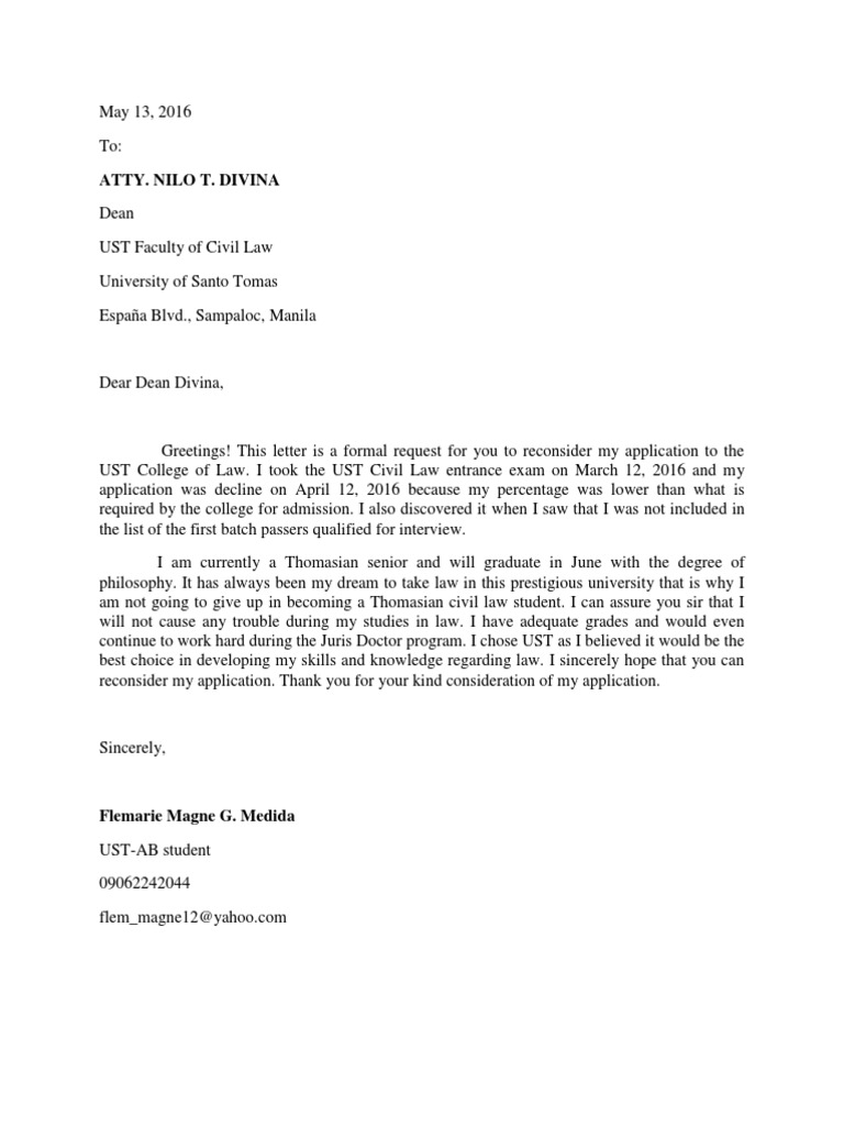 Reconsideration Letter New | PDF