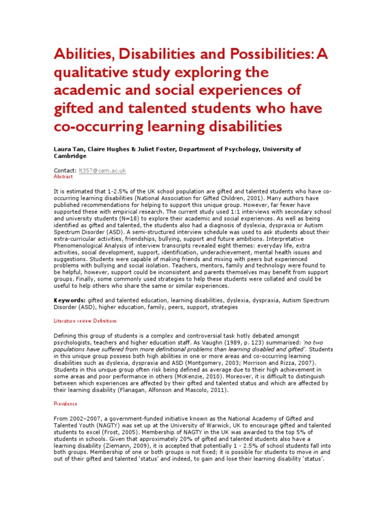 Gifted Students | PDF | Intellectual Giftedness | Learning Disability