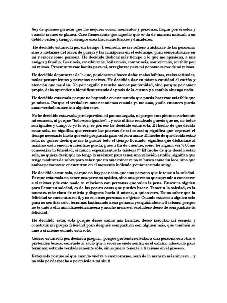 Decidí Estar Sola para Crecer | PDF | Amor