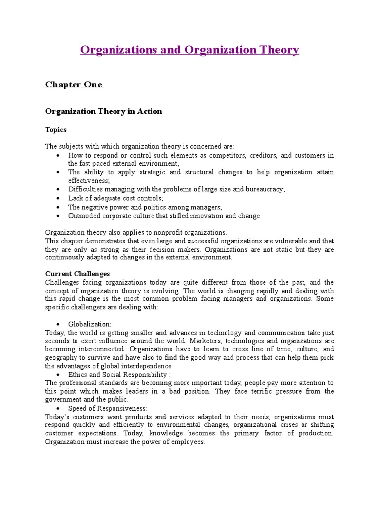Organizations and Organization Theory: Chapter One | PDF | Diversity ...