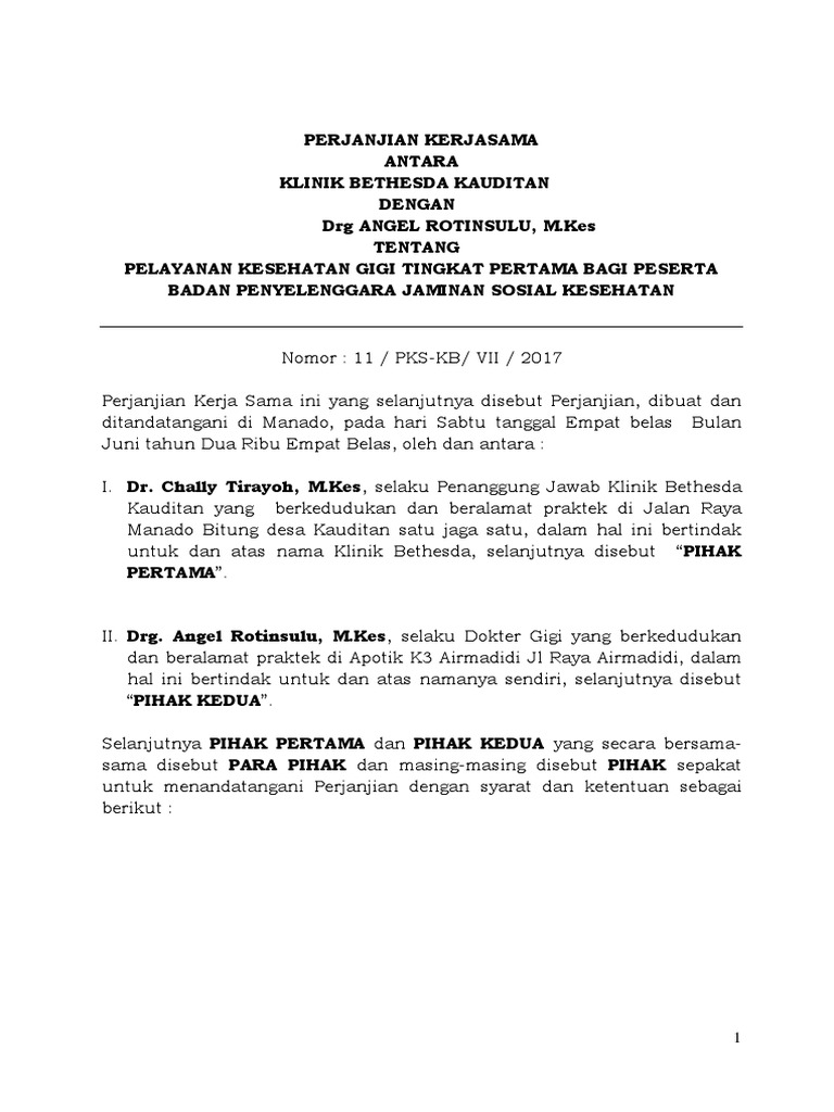 Contoh MOU DRG | PDF