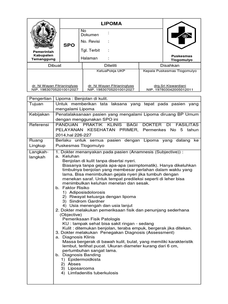 Sop Lipoma New | PDF