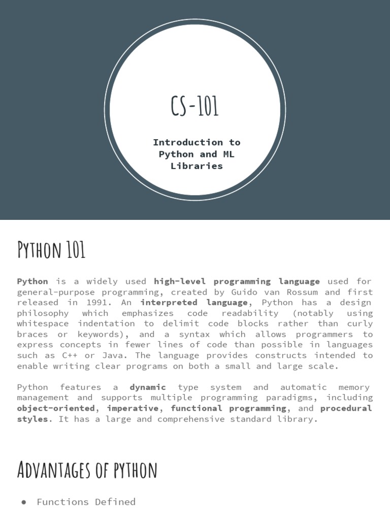 Introduction To Python and ML Libraries | PDF | Python (Programming Language) | Computer Programming