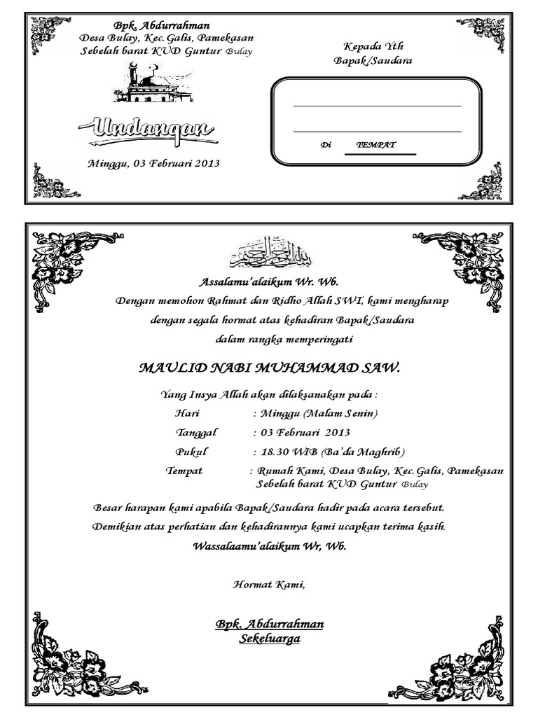Undangan Maulid Nabi | PDF