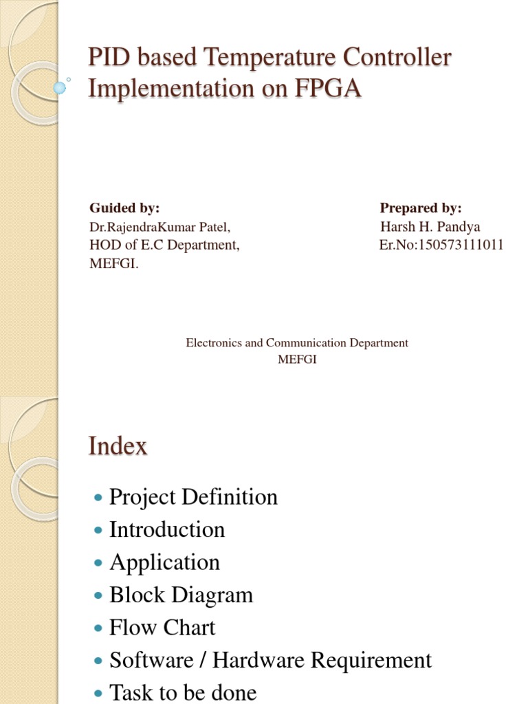 Pid Based Temperature Controller Implementation On Fpga Pdf Field