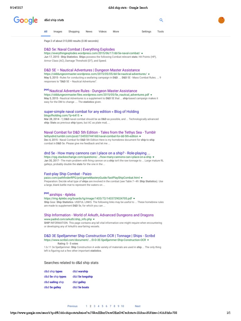 D&D Ship Stats - Google Search | PDF | Dungeons & Dragons | Ships