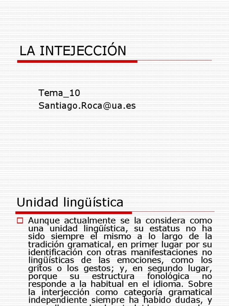 La Interjeccion | PDF | Unidades Semánticas | Semántica léxica
