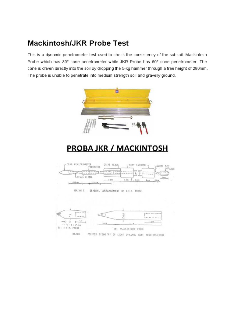 Mackintosh/JKR Probe Test Overview | PDF | Deep Foundation | Civil ...