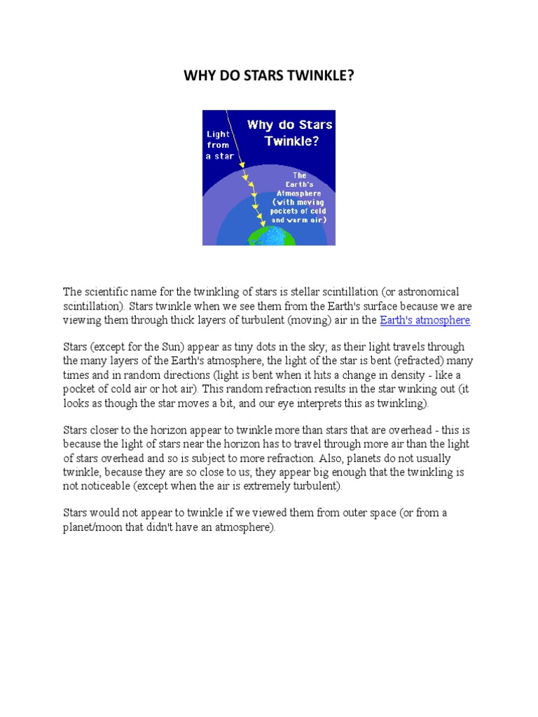 Why Do Stars Twinkle | PDF