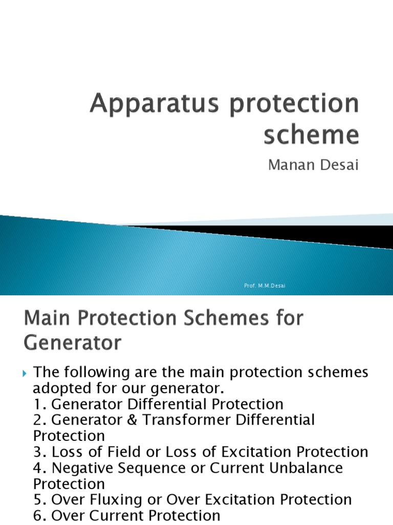 Apparatus Protection Scheme | PDF | Electric Generator | Electromagnetism