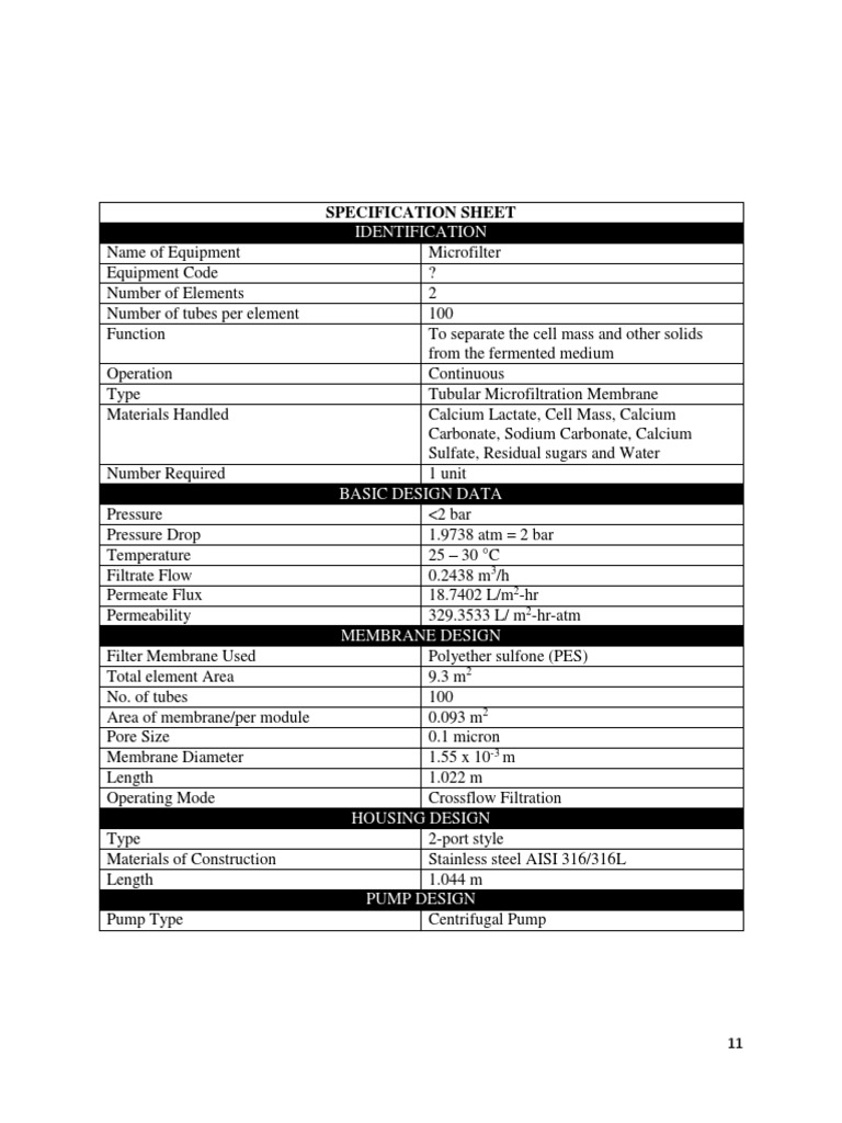 Specification Sheet: Identification | Download Free PDF | Membrane ...