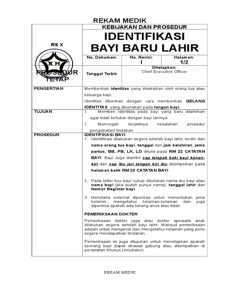 Protap - Identifikasi Bayi Baru Lahir | PDF
