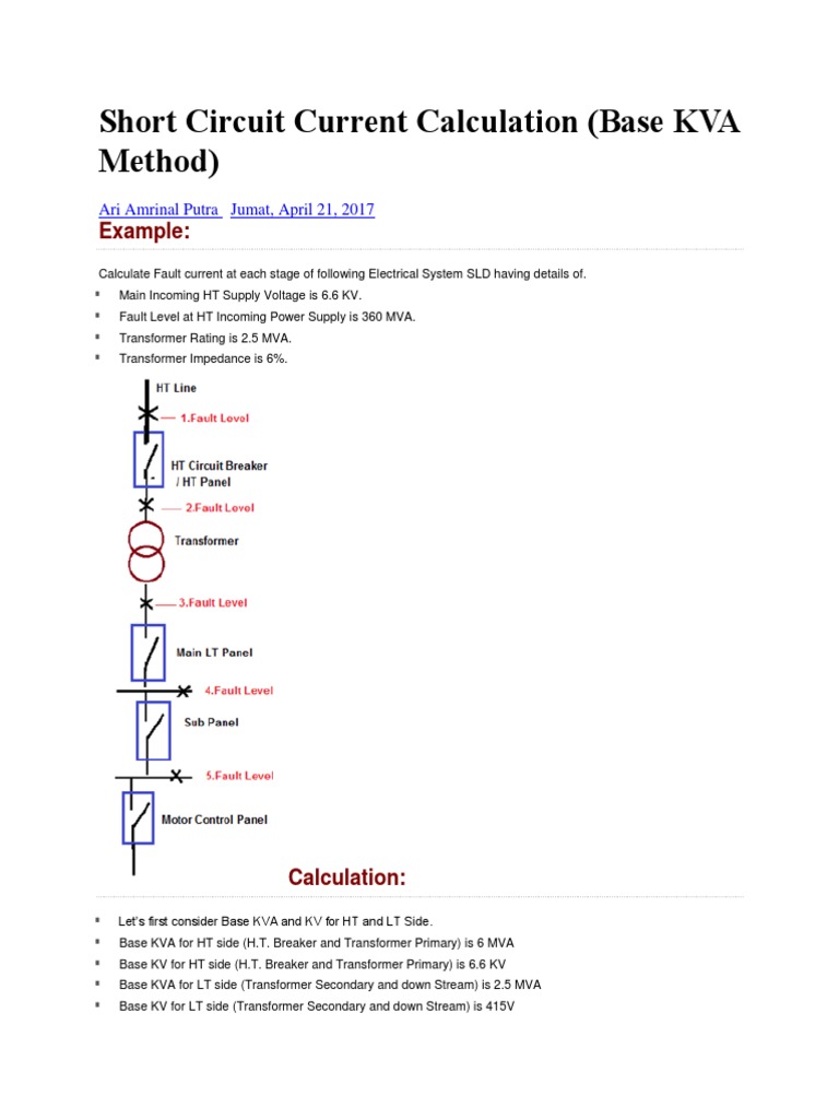 Short Circuit Current Calculation Pdf Transformer Electrical