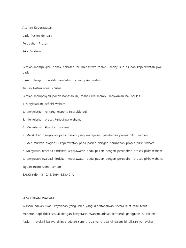 Askep Waham Halusinasi | PDF