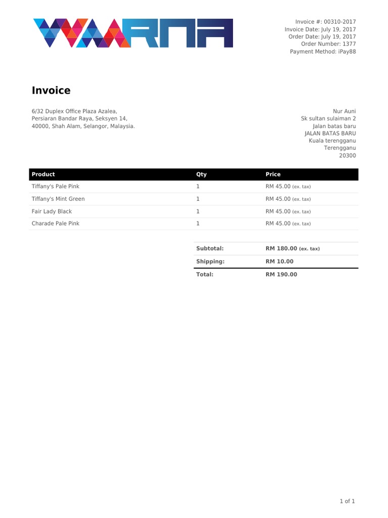 Invoice: Product Qty Price | PDF