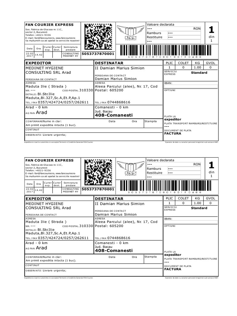 FAN COURIER EXPRESS DOCUMENT | PDF