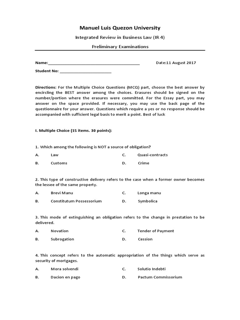 Sample Exam Business Law | PDF | Condominium | Private Law