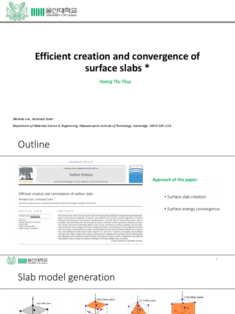 Surface Slab Model Construction Techniques | PDF | Crystal Structure ...