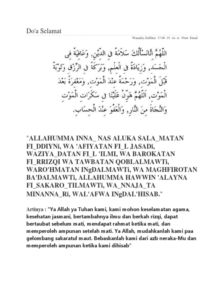 Doa Selamat | PDF | Agama & Spiritualitas