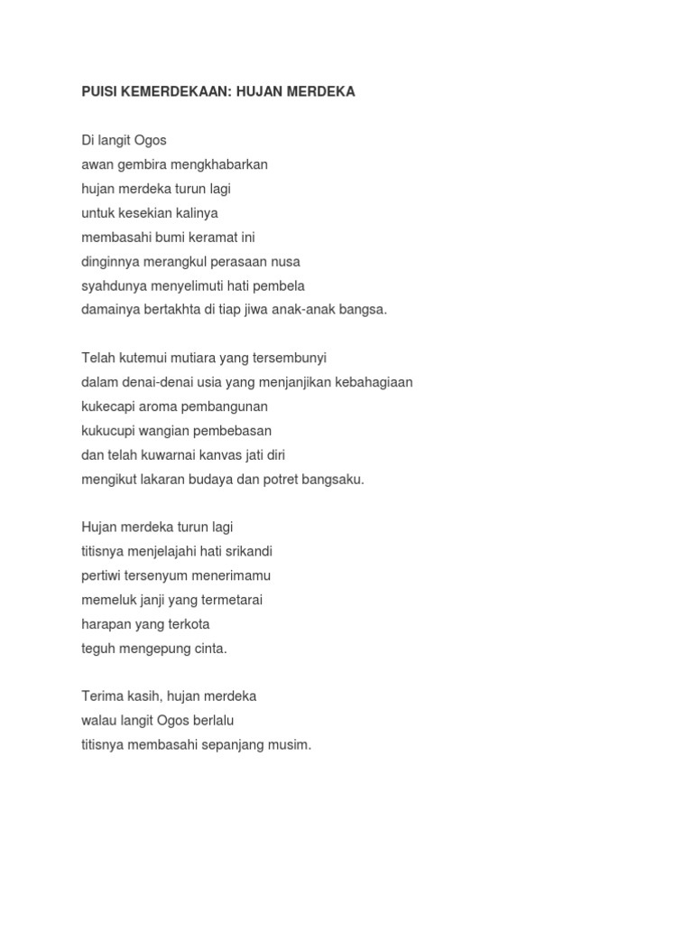 Puisi Kemerdekaan: Hujan Merdeka | PDF