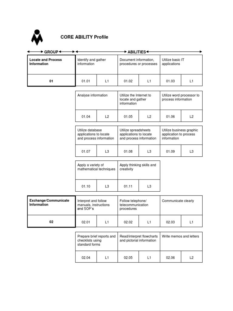 Core Ability Profile: Group Abilities | PDF | Information | Strategic ...