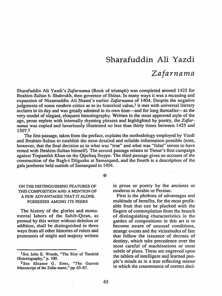 Sharafuddin Ali Yazdi - Zafarnama | PDF