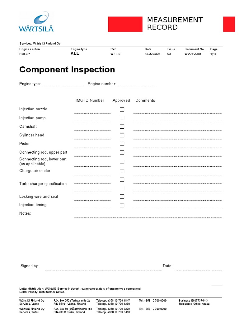 Component Inspection | PDF | Engines | Transportation Engineering