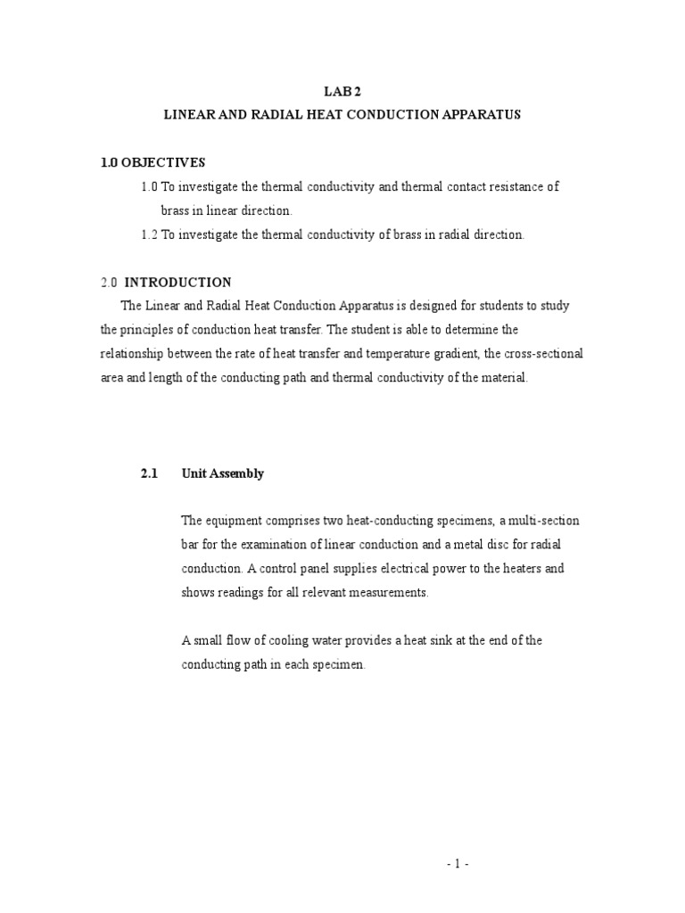 Linear N Radial Heat Conduction Appar | PDF | Thermal Conduction ...