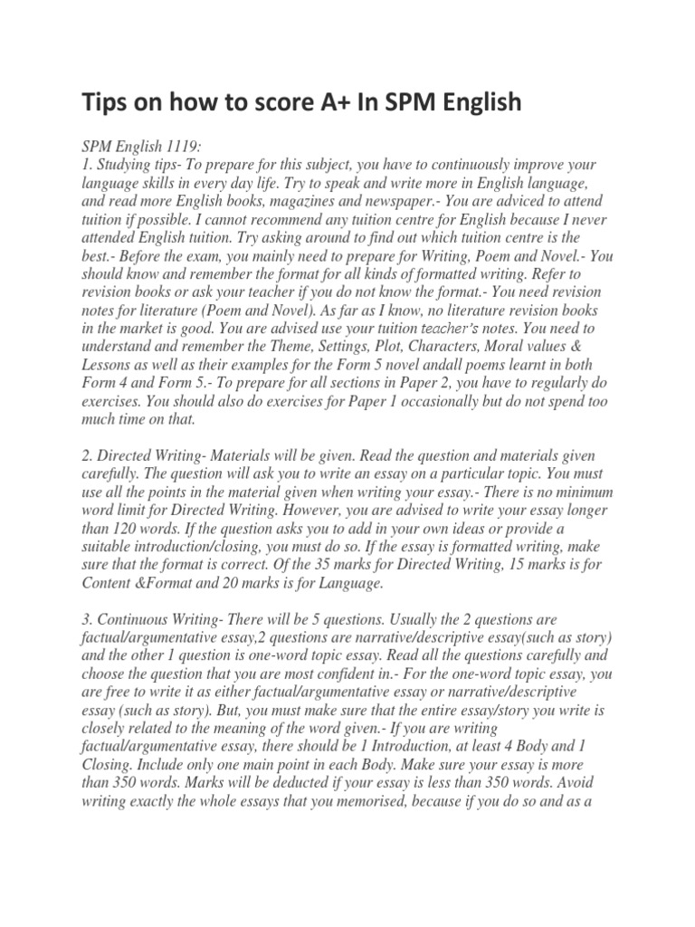 Tips On How To Score A | PDF | Essays | Phrase