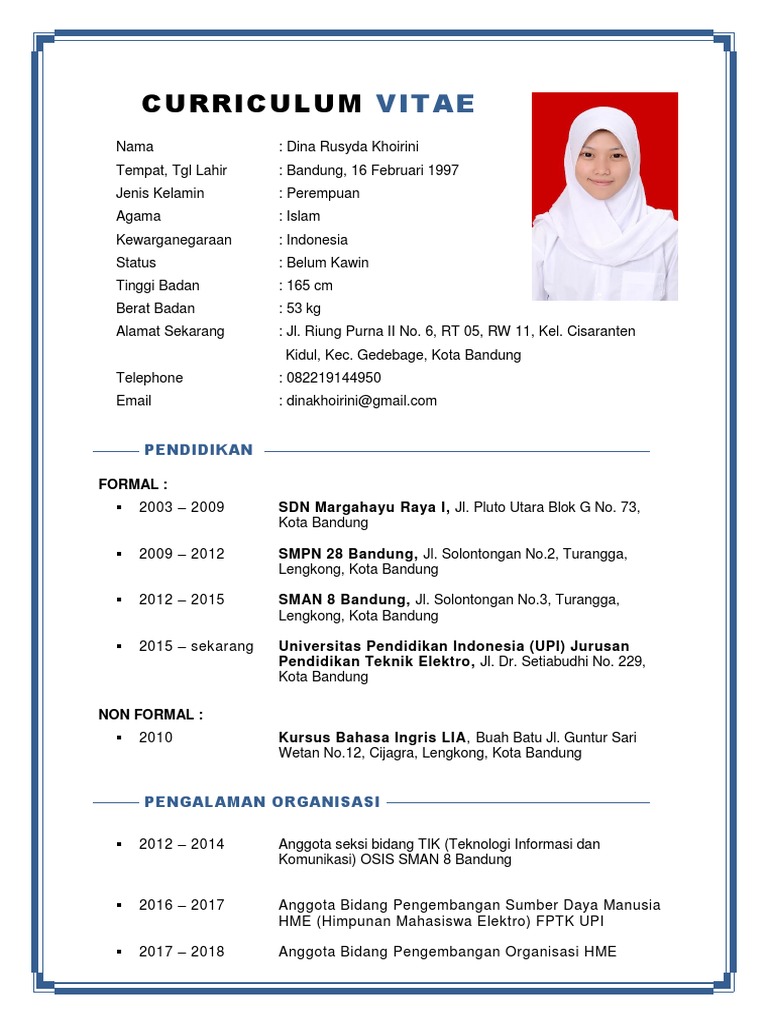 CV Dina | PDF | Ilmu Sosial | Seni