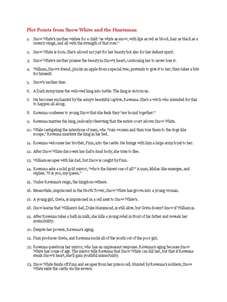 Snow White Huntsman Plot Points 3p | PDF | Snow White