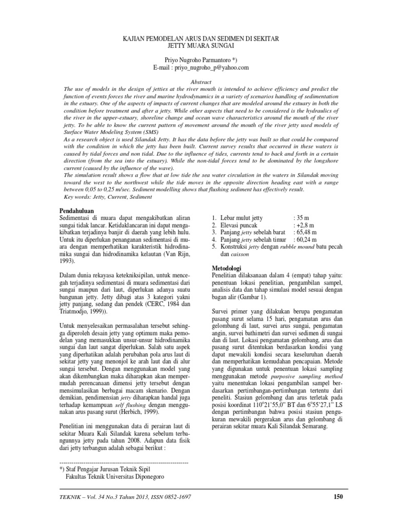 Kajian Pemodelan Arus Dan Sedimen Di Sekitar Jetty Muara Sungai | PDF