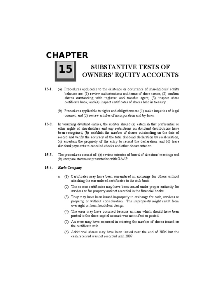 Chapter15 - Answer | PDF | Retained Earnings | Treasury Stock
