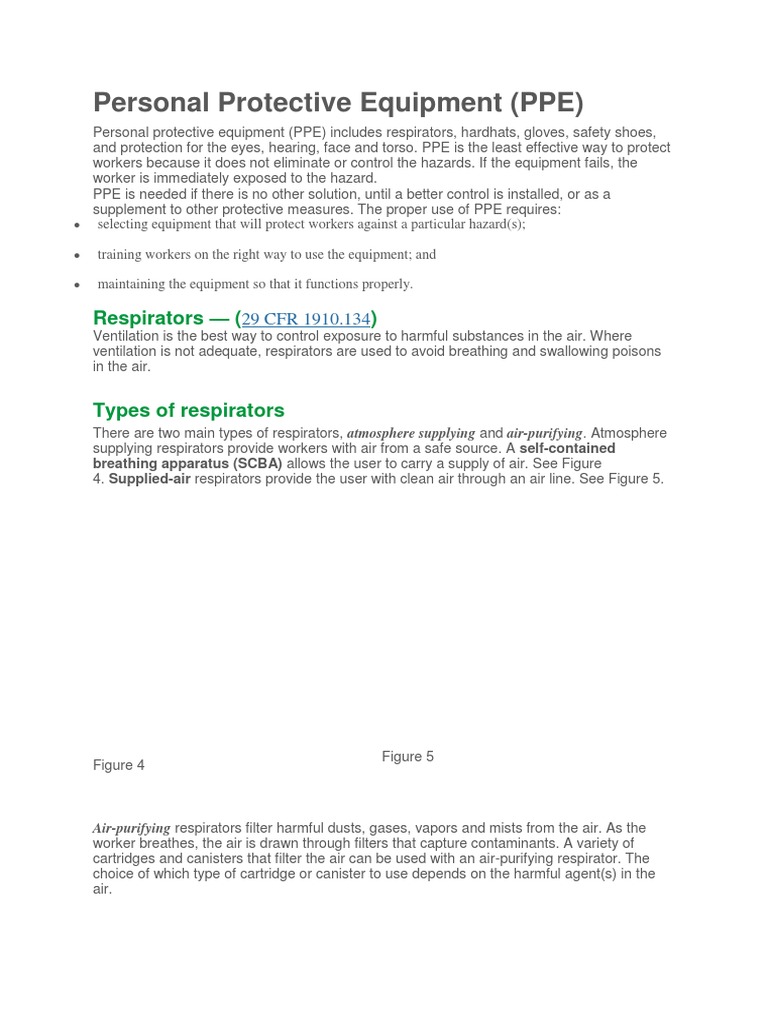 Personal Protective Equipment (PPE) : Respirators | PDF | Personal ...