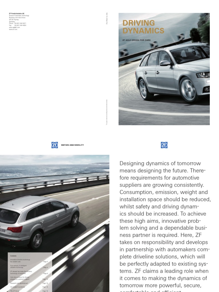 Driving Dynamics: ZF Axle Drives For Cars | PDF | Four Wheel Drive ...